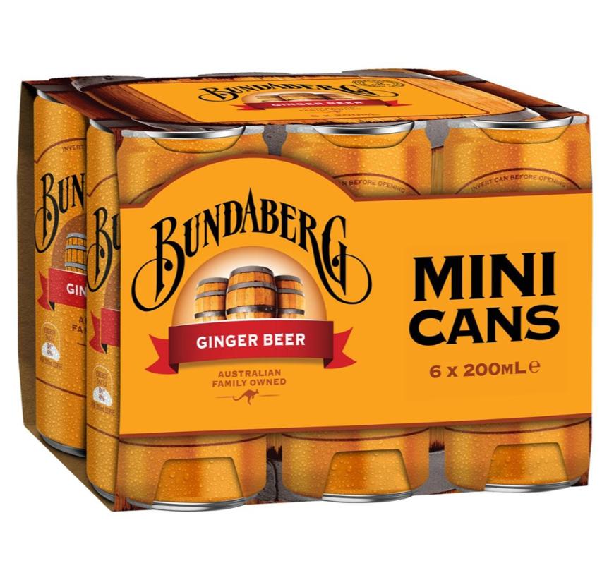 Bundaberg Ginger Beer Mini Can (carton/6pack) 200ml – Patricks Cellars